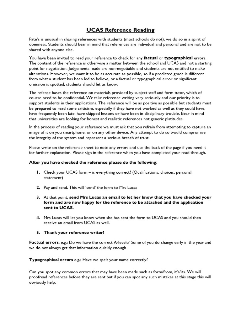 UCAS Reference Reading - Template | PDF