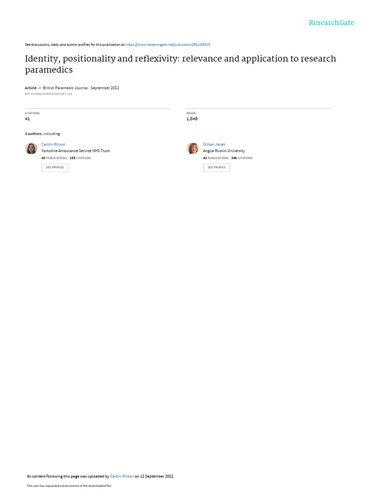 Positionality and Reflexivity | PDF | Emergency Medical Services ...