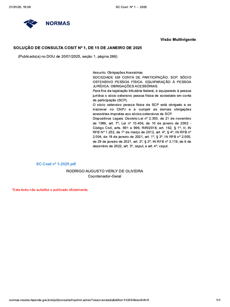 SC Cosit Nº 1 - 2025 | PDF