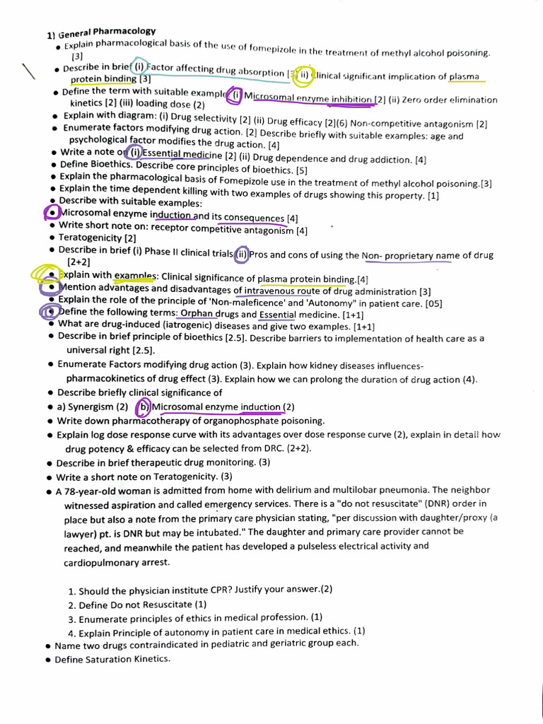 Pharmac Short Ques Unit Wise | PDF | Clinical Medicine | Diseases And Disorders