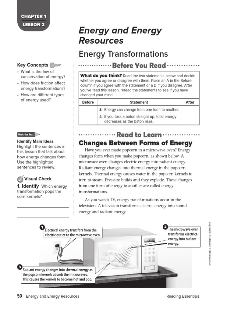 Reading - Energy Transformations | PDF | Friction | Potential Energy