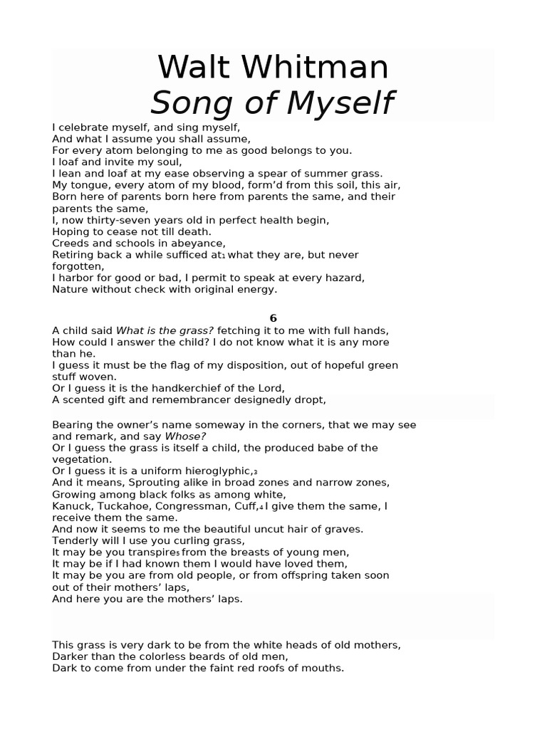 Walt - Whitman - Song of Myself | PDF