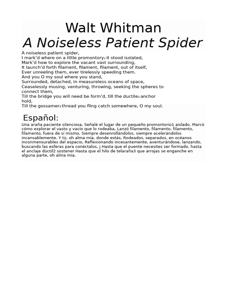Walt - Whitman-A Noissless Spider | PDF