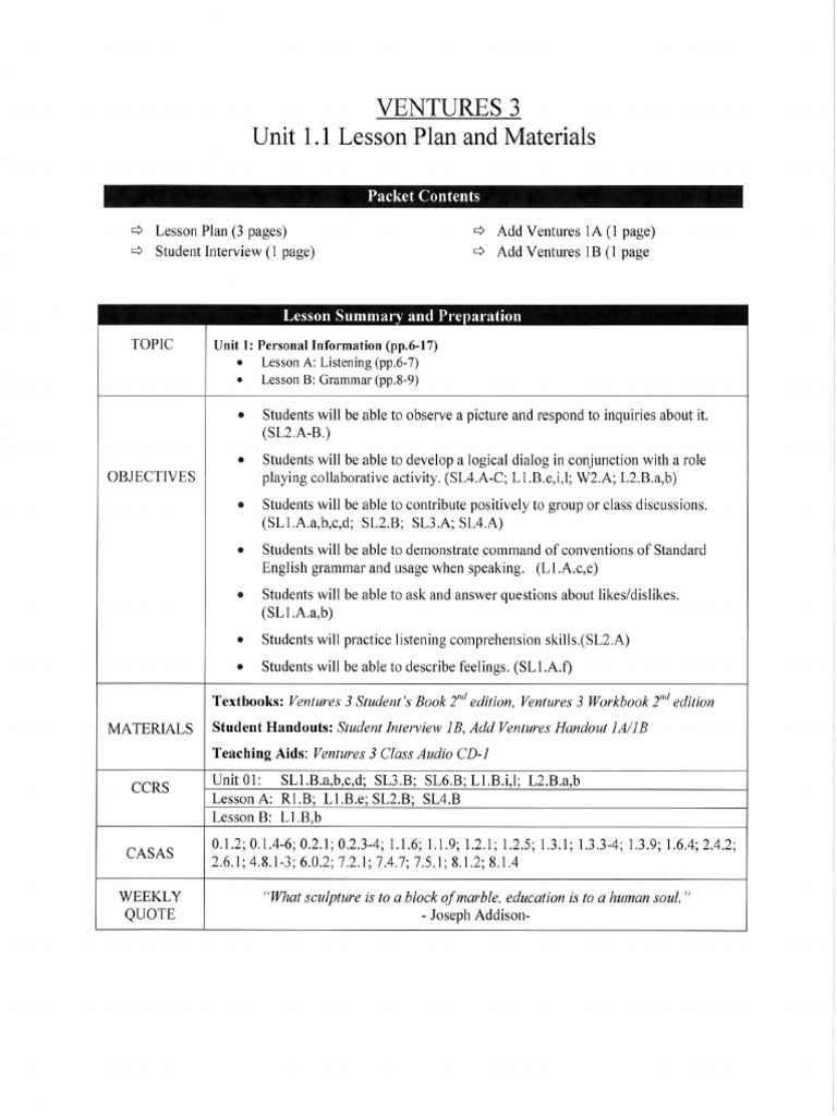 VENTURES 3 Lesson 1.1 DUBLIN | PDF