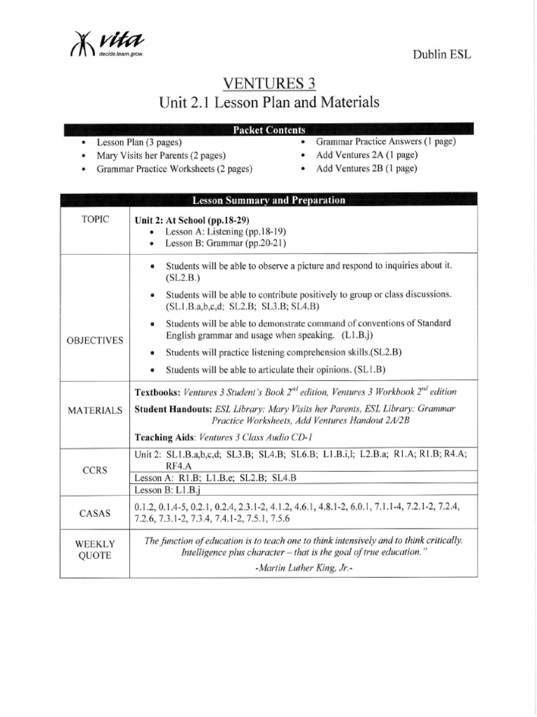 VENTURES 3 Lesson 2.1 DUBLIN | PDF
