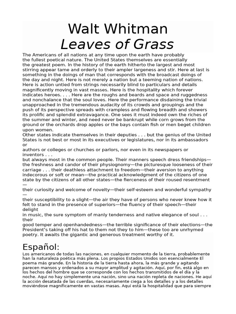 Walt - Whitman - Leaves of Grass | PDF