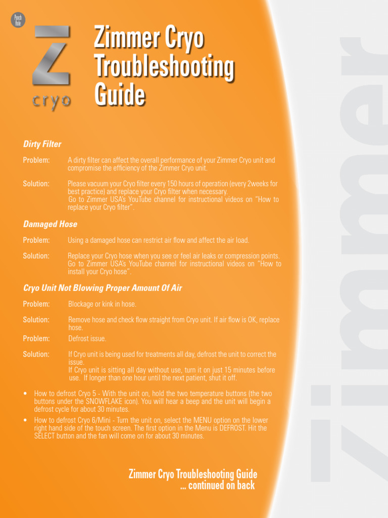 Zimmer Cryo Unit Troubleshooting Guide | PDF | Switch
