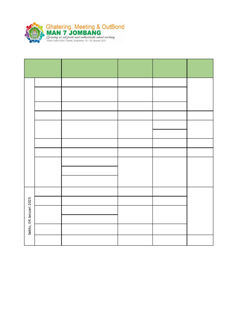 Jadwal Raker & Outbound MAN 7 Jombang 2025 | PDF
