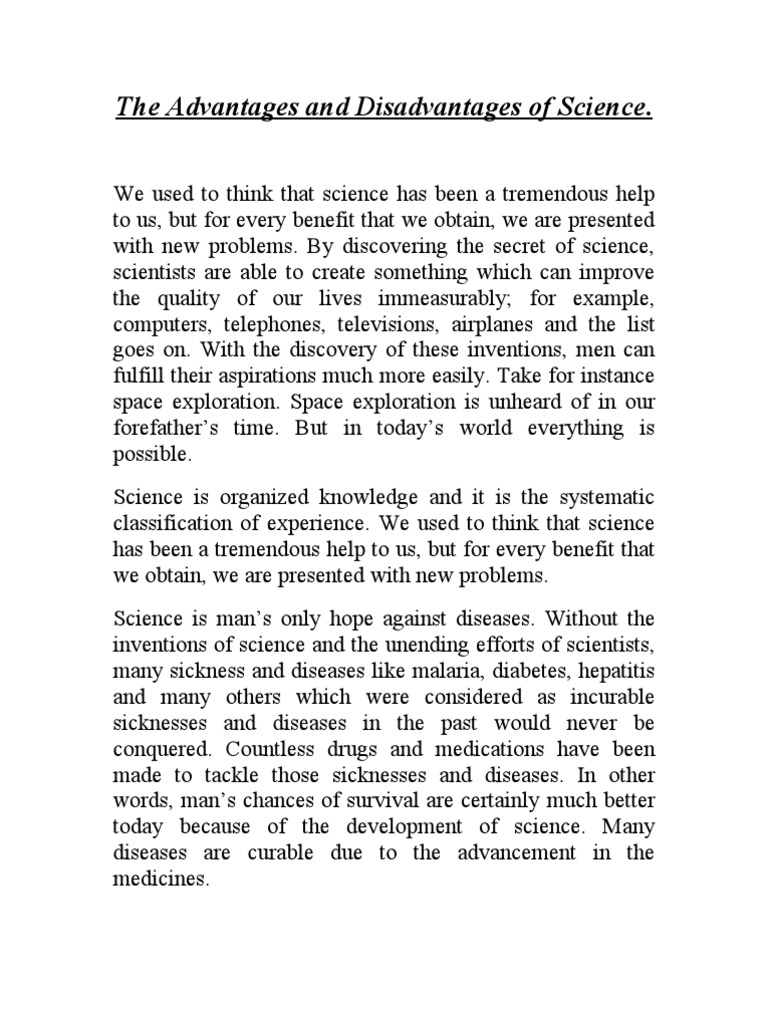 Science: Pros and Cons Explained | PDF | Scientist | Pharmaceutical Drug