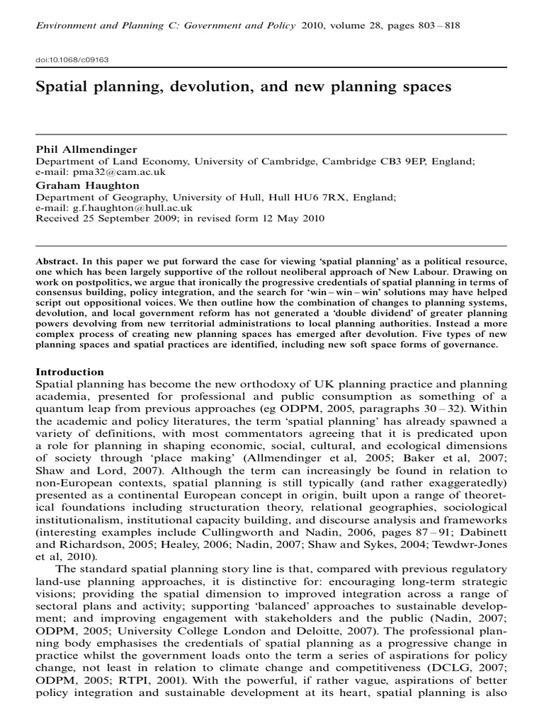 Spatial Planning, Devolution, and New Planning Spaces | PDF ...