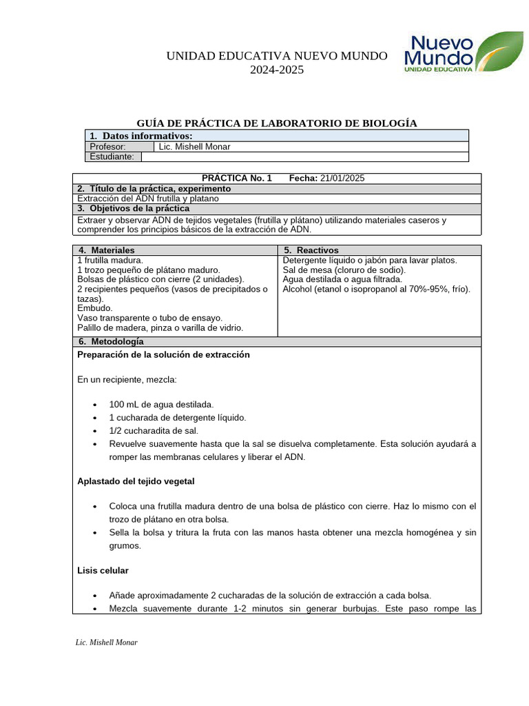 Extraccion de ADN | PDF | sal | Adn