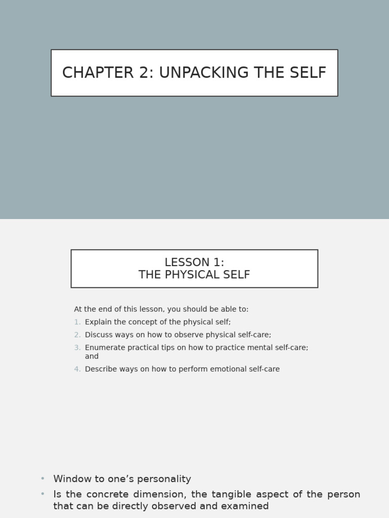 Chapter 2 _ Understanding the Self _ Lesson 1 | PDF