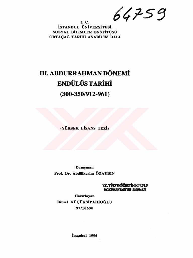Abdurrahman Dönemi Endülüs - Tez | PDF