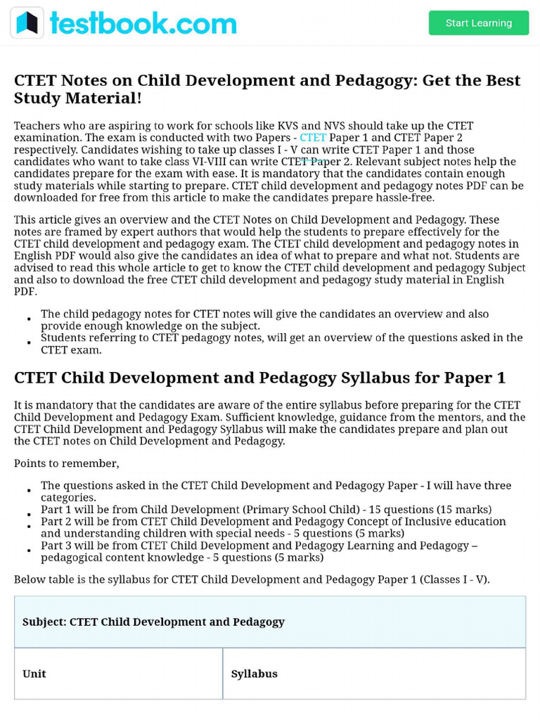 CTET Notes On Child Development and Pedagogy - Get The Best Study ...