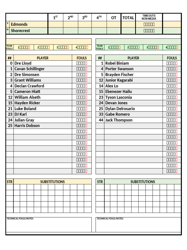 Player Fouls and Team Stats Summary | PDF