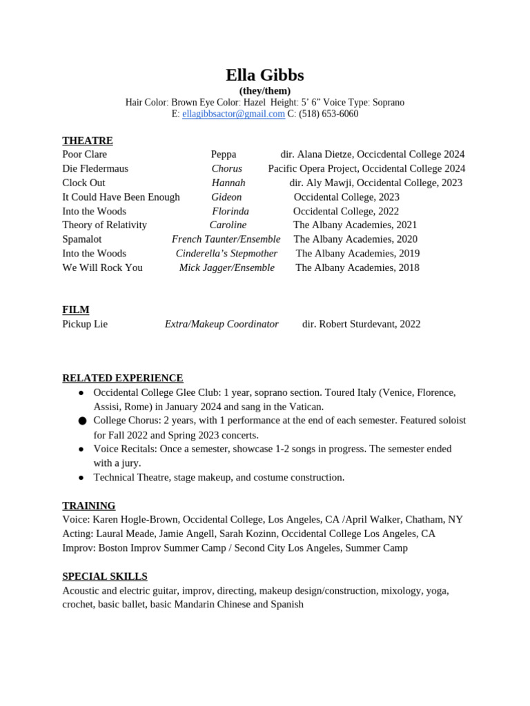 Theatre Resume | PDF