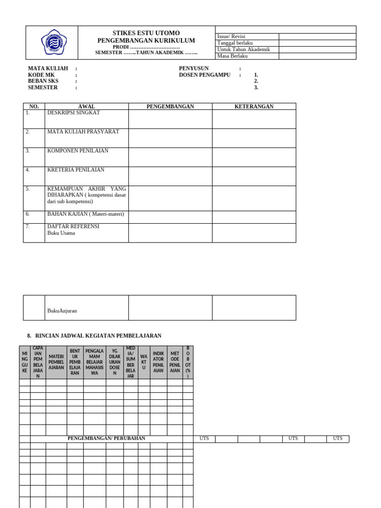 Form Pengembangan RPS | PDF