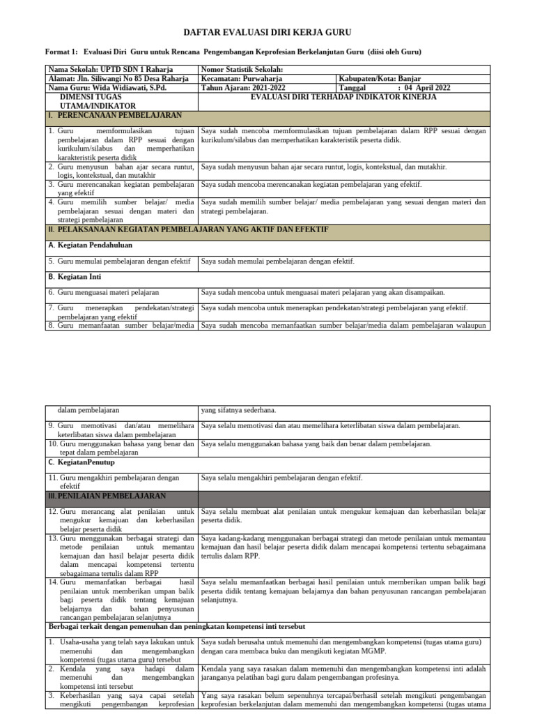 Evadir Perangkat Pembelajaran Wida Widiawati 2021 2022 Semester Ii Pdf
