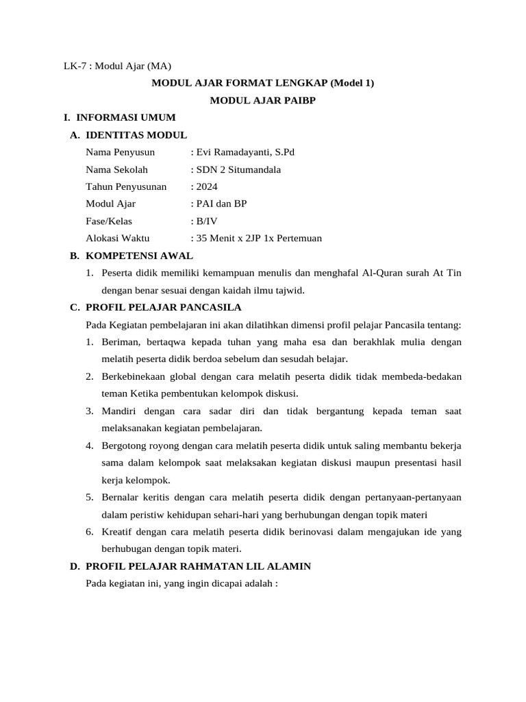 MODUL AJAR PJBL | PDF