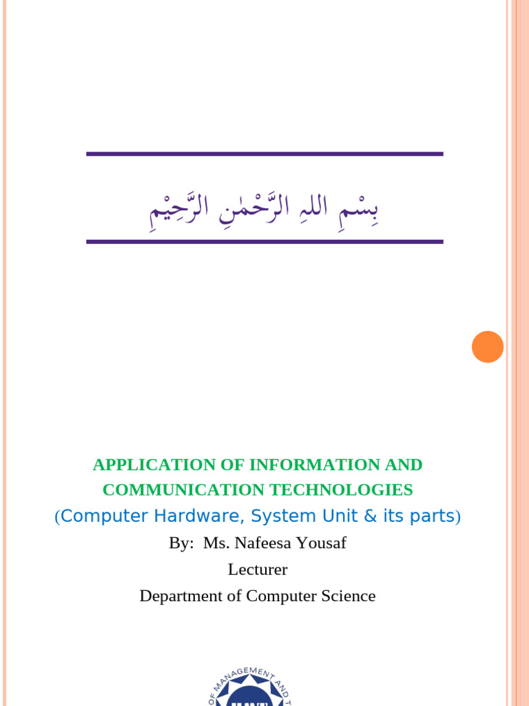 Lec 13-14-15 Computer Hardware , System Unit Its Parts.-2 | PDF | Random Access Memory | Cpu Cache