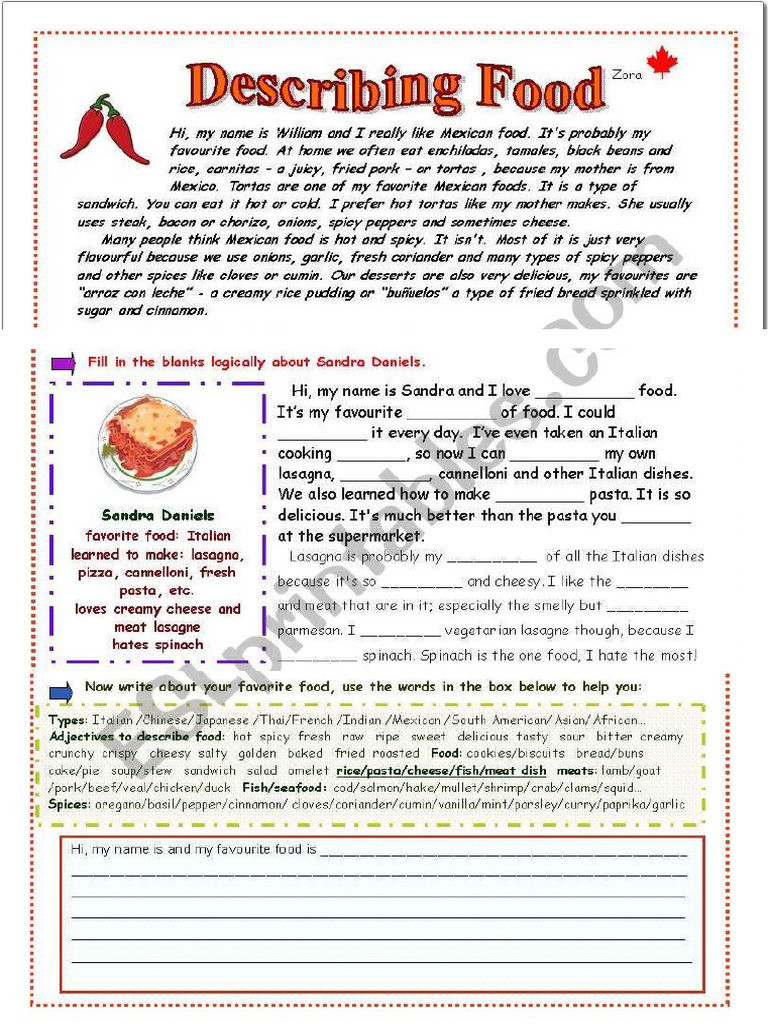 Describing Food | PDF