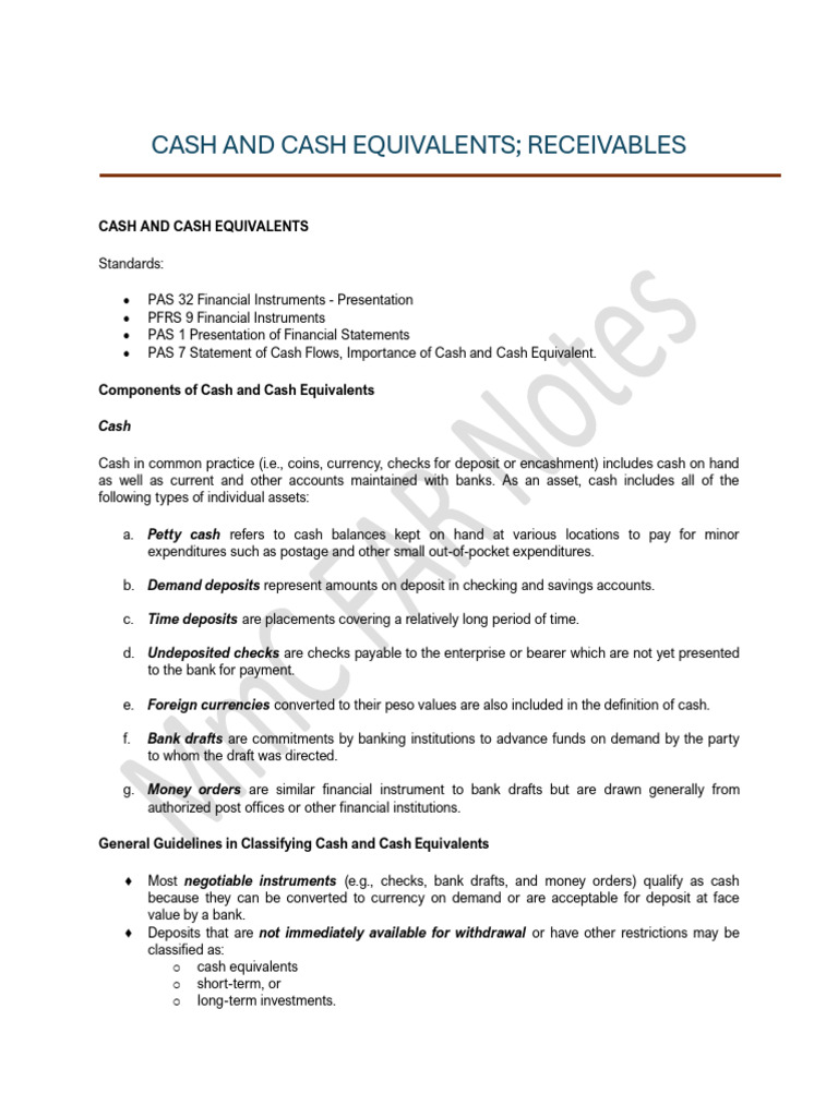 Cash Management and Receivables Overview | PDF | Finance & Money ...