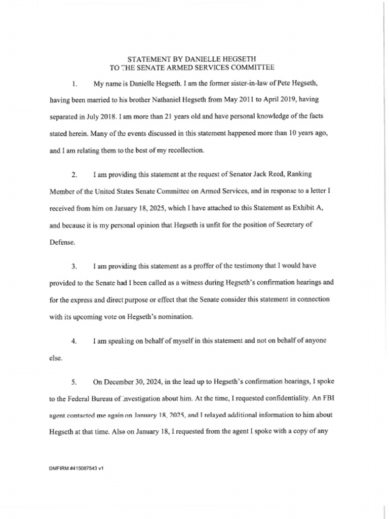 Affidavit of Danielle Hegseth | PDF