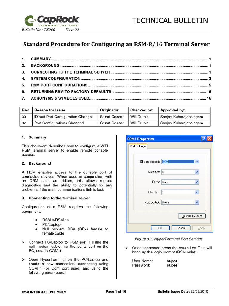 TB060 - Procedure For Configuring A RSM-8-16 | PDF | Command Line Interface | Menu (Computing)