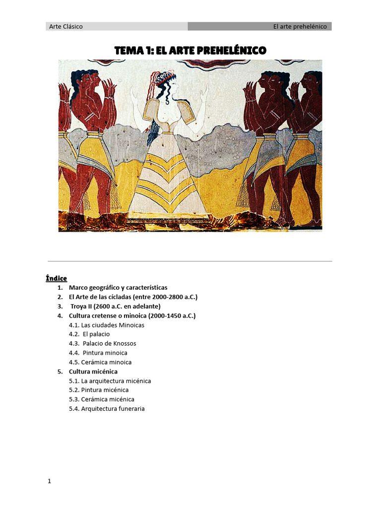 Tema 1_EL ARTE PREHELÉNICO | PDF | Minotauro | Grecia micénica