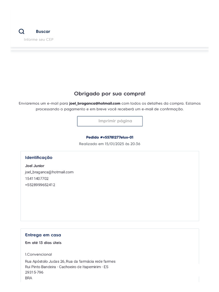 Pedido Confirmado | PDF
