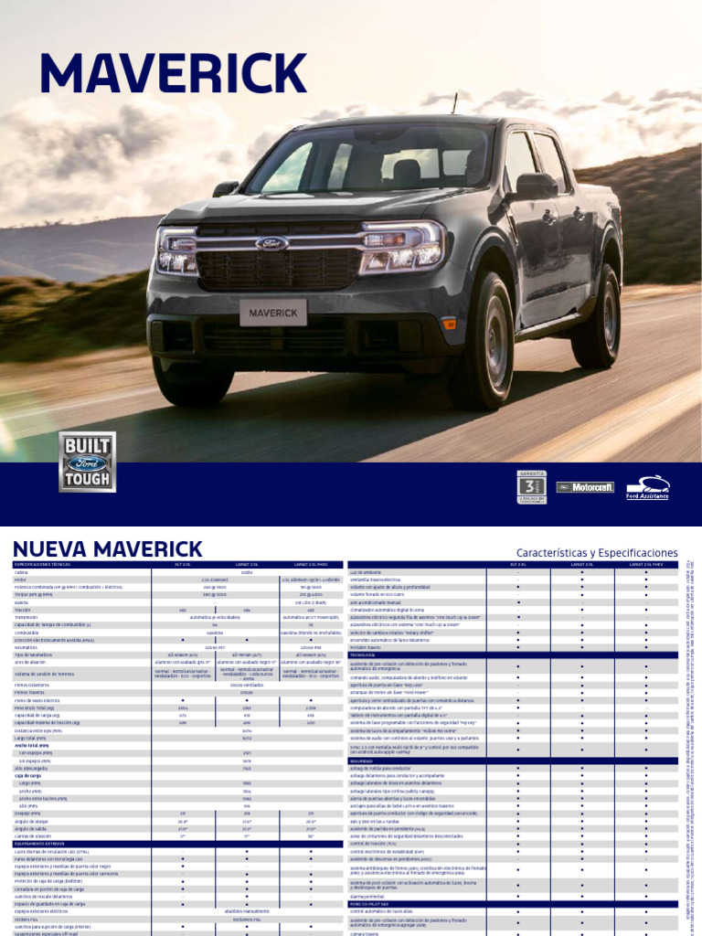 Fpe Ficha Tecnica Maverick | PDF | Airbag | Vehículo híbrido