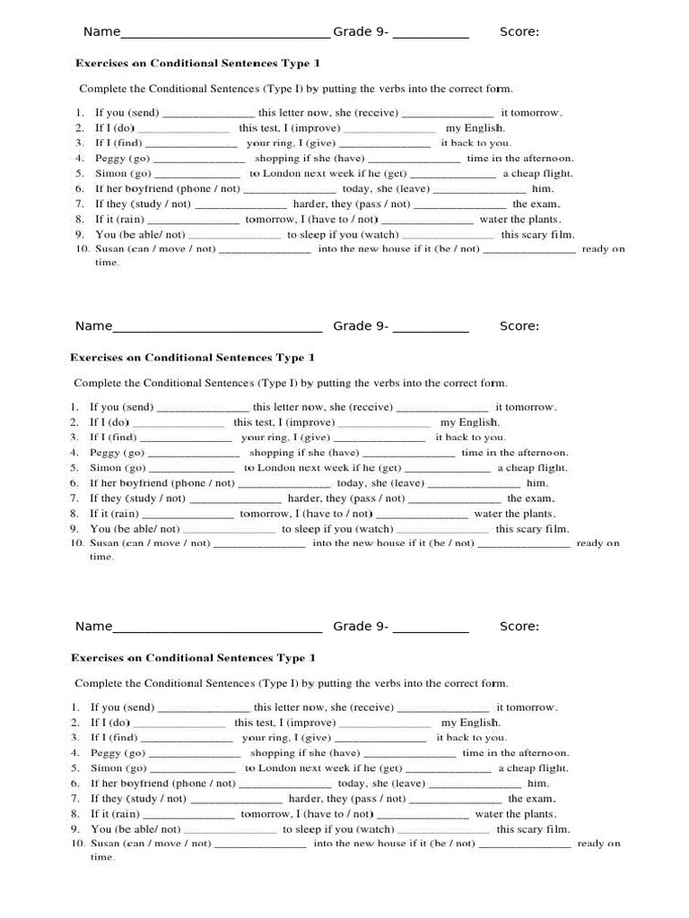 Type 1 Conditional Activity Sheet | PDF
