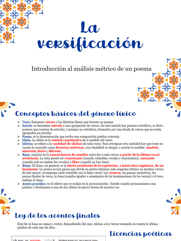 La Versificación | PDF | Poesía | Metro (poesía)