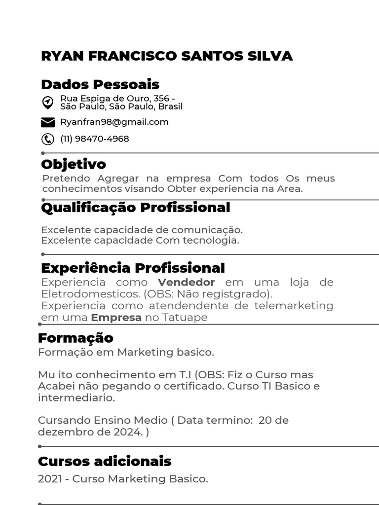 Curriculo Ryan | PDF