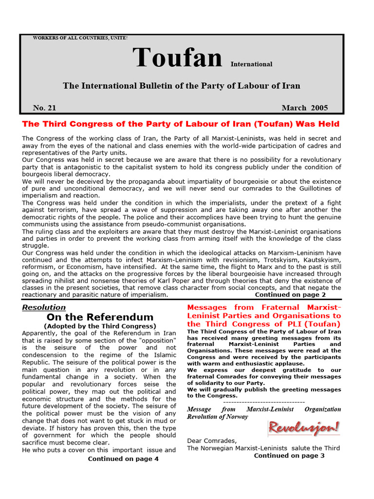 Toufan International 21 | PDF | Iran | Leninism