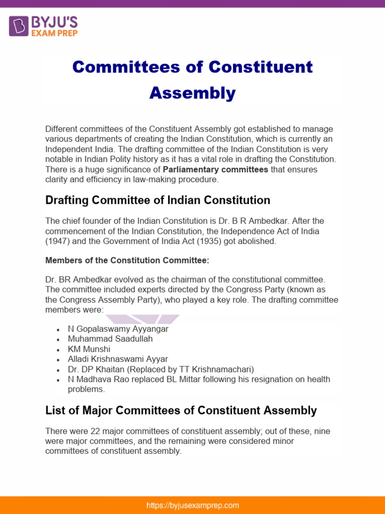 Committees of India's Constituent Assembly | PDF | South Asia ...