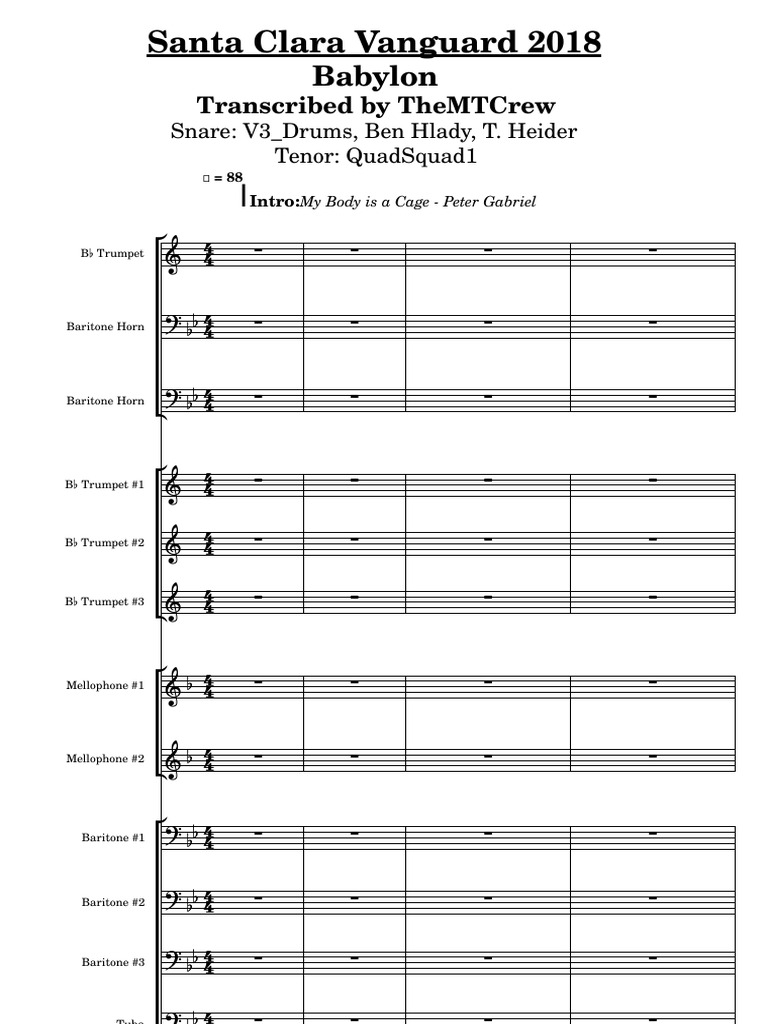 WIP Santa Clara Vanguard Babylon Read Description Updated | PDF | Elementary Organology | Brass ...