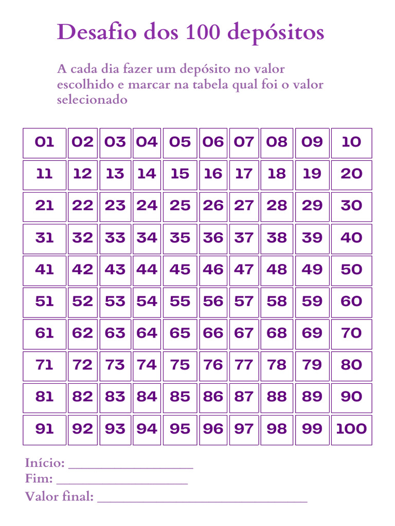 Desafio Dos 100 Depósitos | PDF