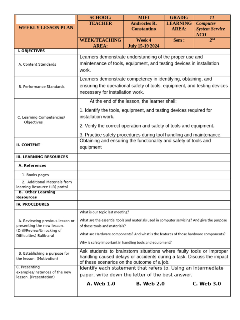 WEEK 4 LESSON PLAN - CSS | PDF | World Wide Web | Internet & Web