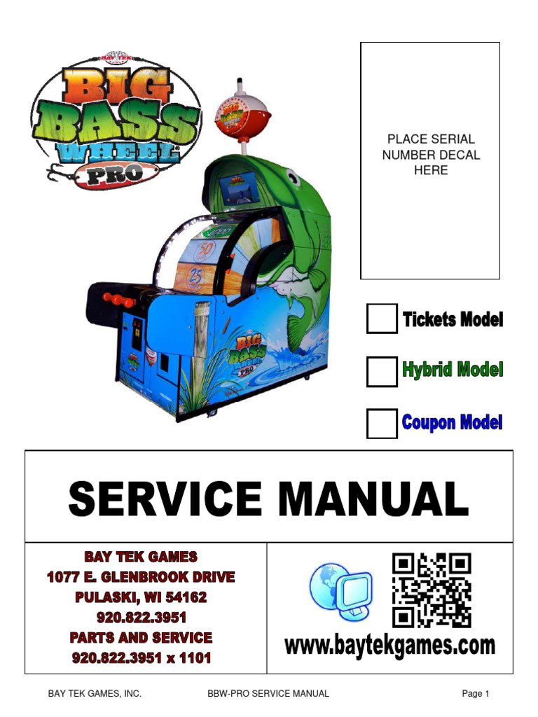 Big Bass Wheel Pro Redemption Game Service Manual Baytek Games | PDF ...