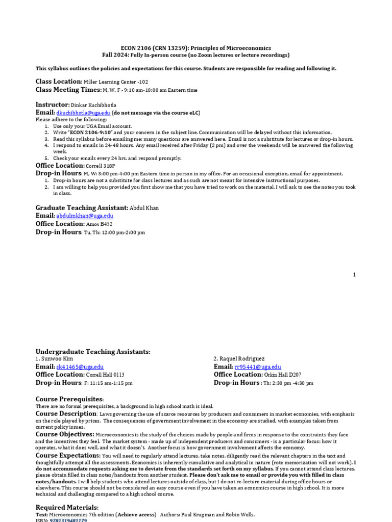 ECON 2106 Syllabus - Fall 2024 | PDF | Economics | Mobile App