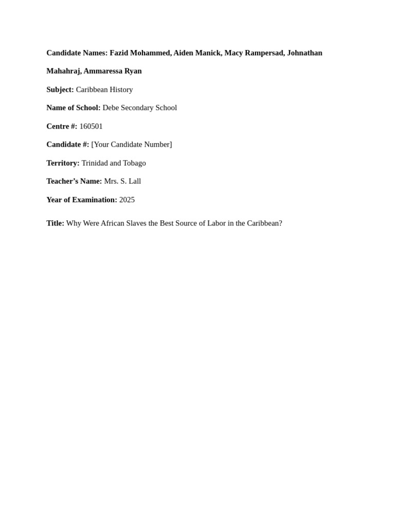 HISTORY SBA | PDF | Malaria | Atlantic Slave Trade