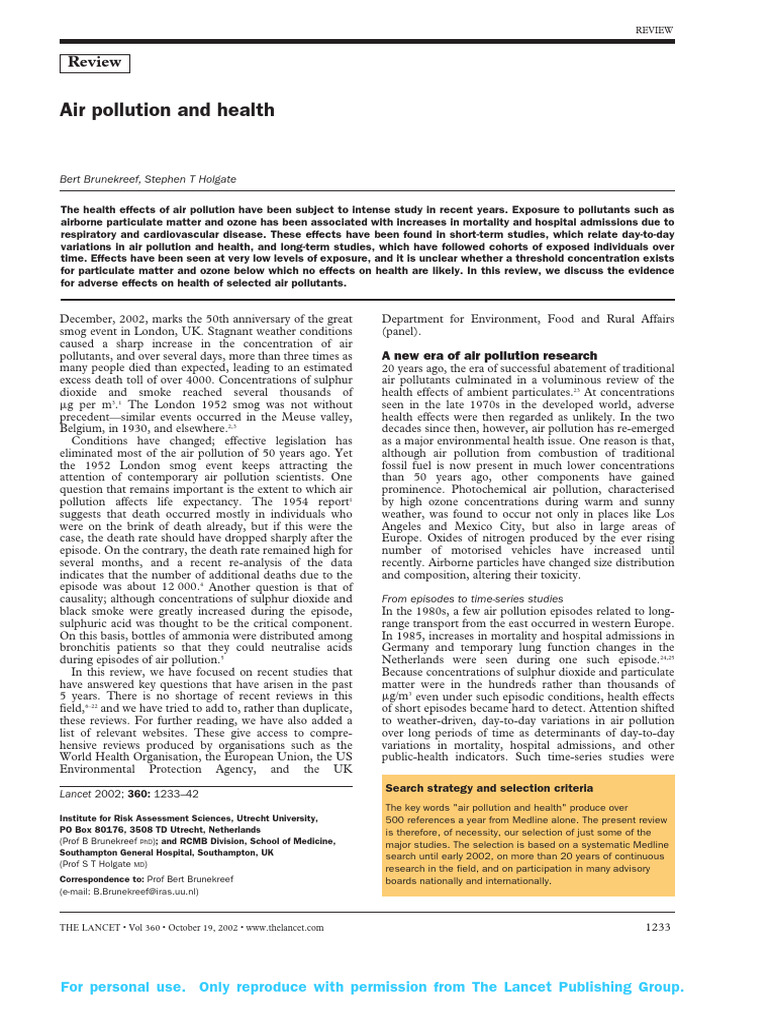 Air Pollution and Health | PDF | Air Pollution | Particulates