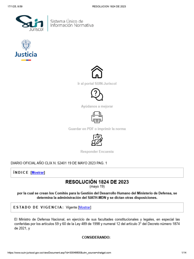 Resolucion 1824 de 2023 | PDF | Oficial general | Planificación