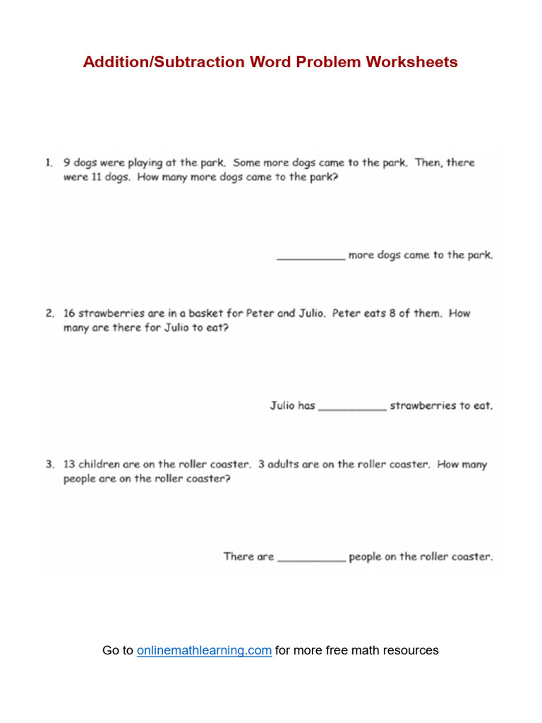 addition-subtraction-word-problem-grade1-worksheet1 | PDF