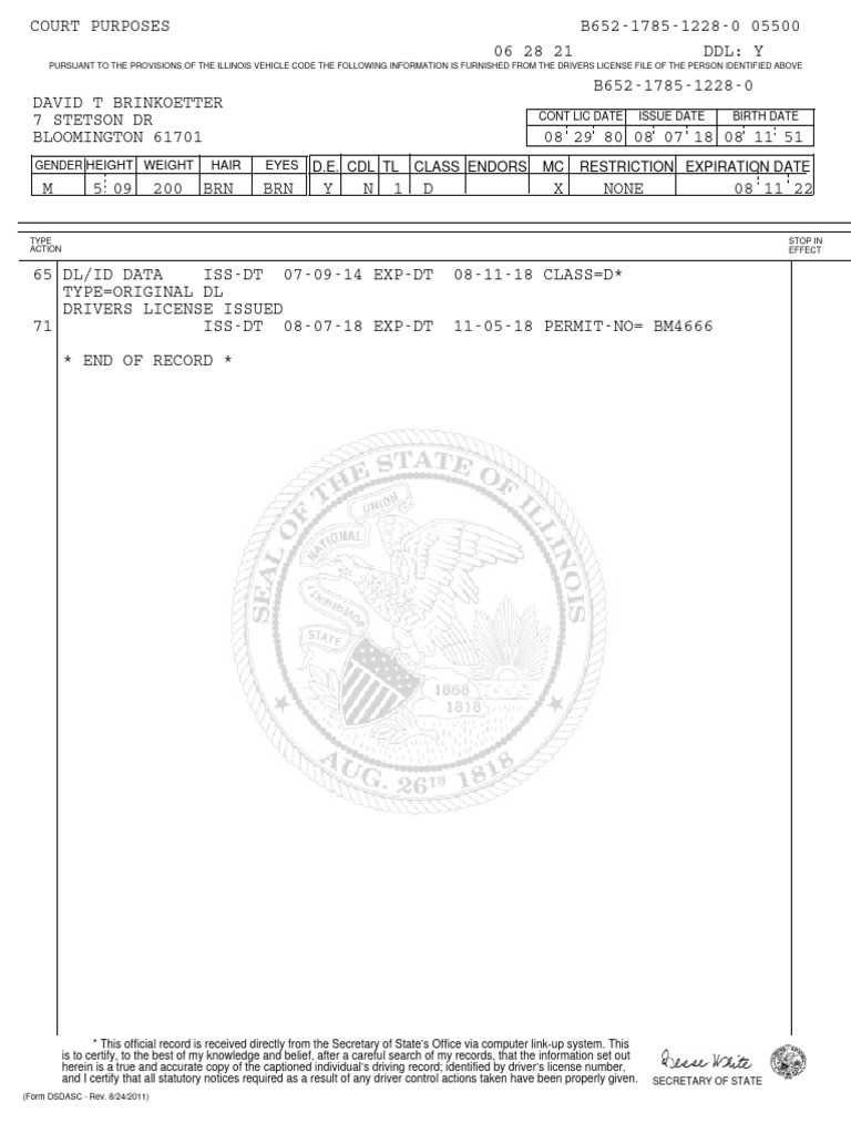 drivingrecord[1] | PDF | Driver's License | Transport