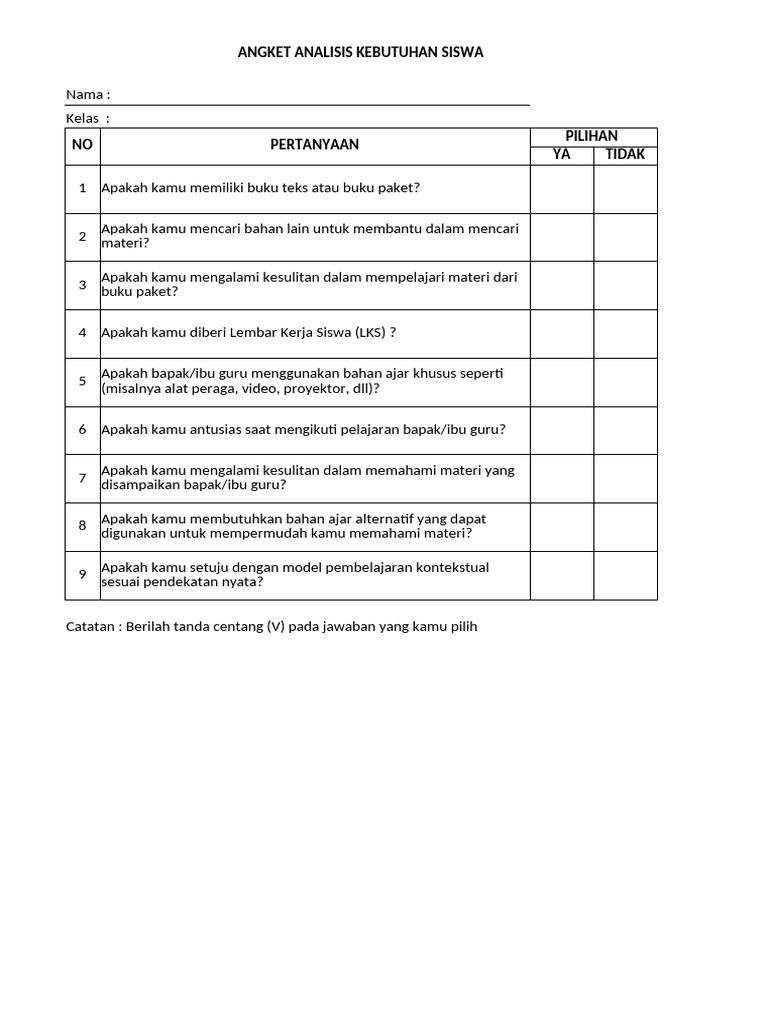 Analisis Kebutuhan Siswa Dan Guru | PDF