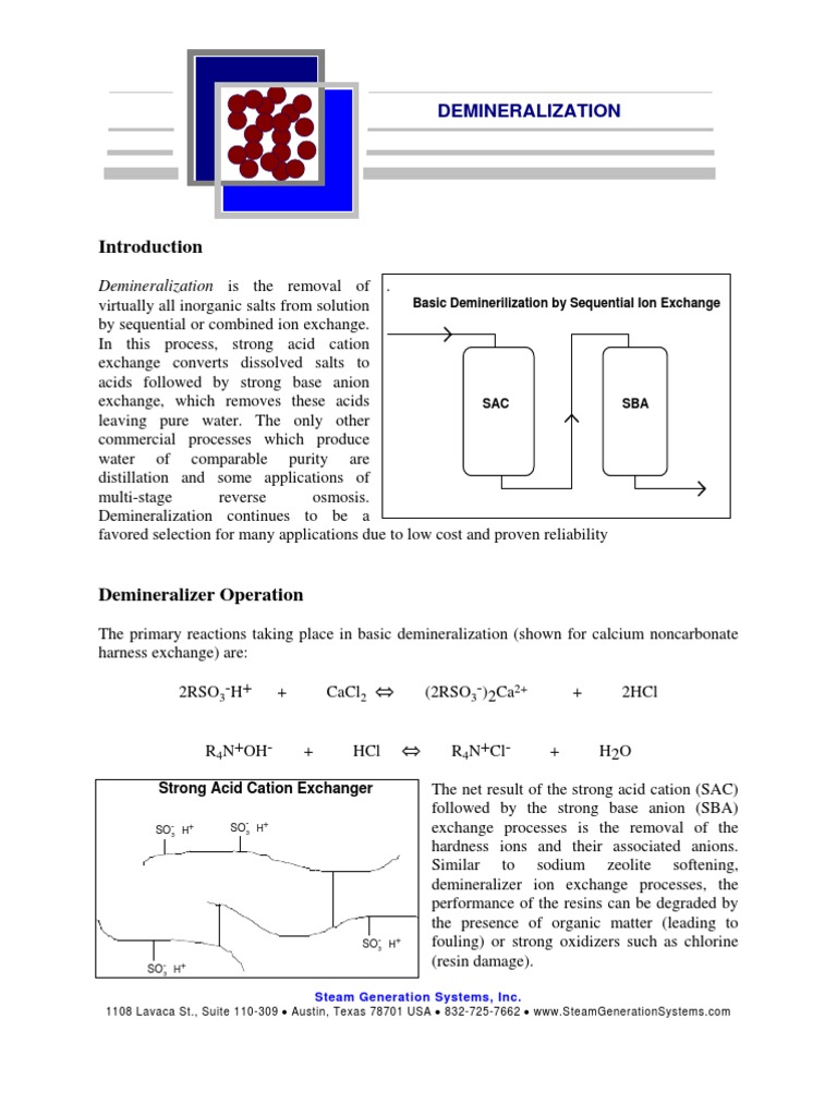 Overview of Demineralization Processes for Purifying Water Through ...