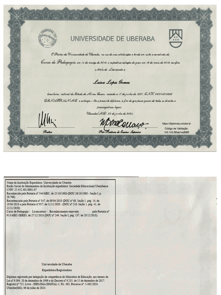 Storage Docdigitalizados Doc Cert Diplomas Aluno Diploma Digital RVDD 1624527 | PDF