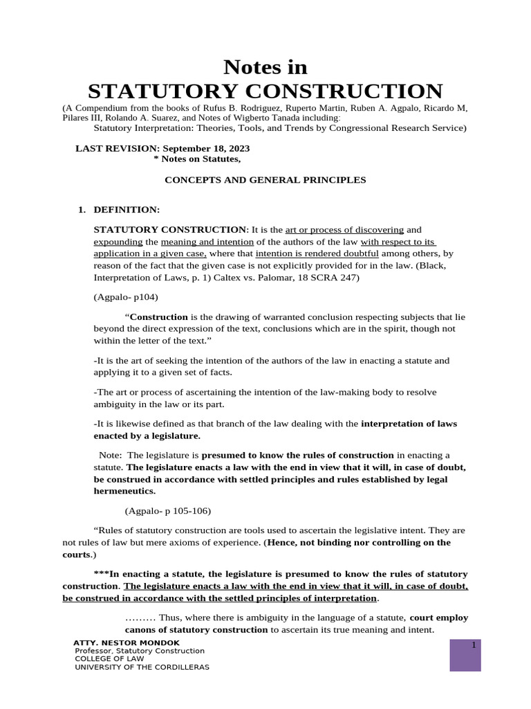 Sta... Cons..notes Lecture | PDF | Statutory Interpretation | Justice